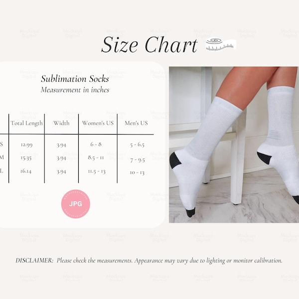 Sock Size Chart - Etsy