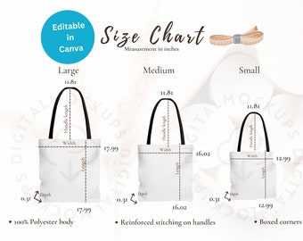 Tote Bag Size Chart - Etsy