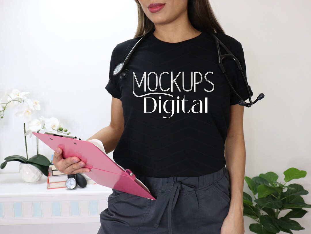 Nurse Bella Canvas 3001 Tshirt Mockup- Black Shirt Mockup- Trendy ...