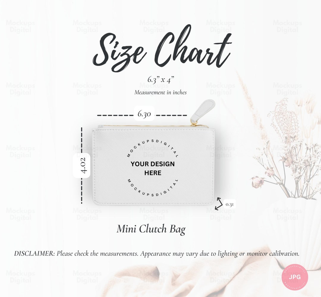 Printify Mini Clutch Bag Size Chart Mockup Mini Clutch Bag - Etsy