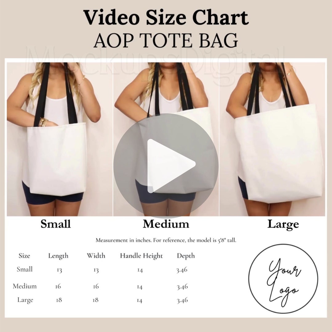 Aop Tote Bag Video Size Chart AOP Tote Video Size Guide Aop Tote Size Chart All Over Print Tote ...