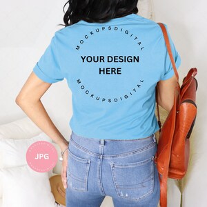 Front and Back Ocean Blue Mockup Bella Canvas 3001 Mockup Ocean Blue ...