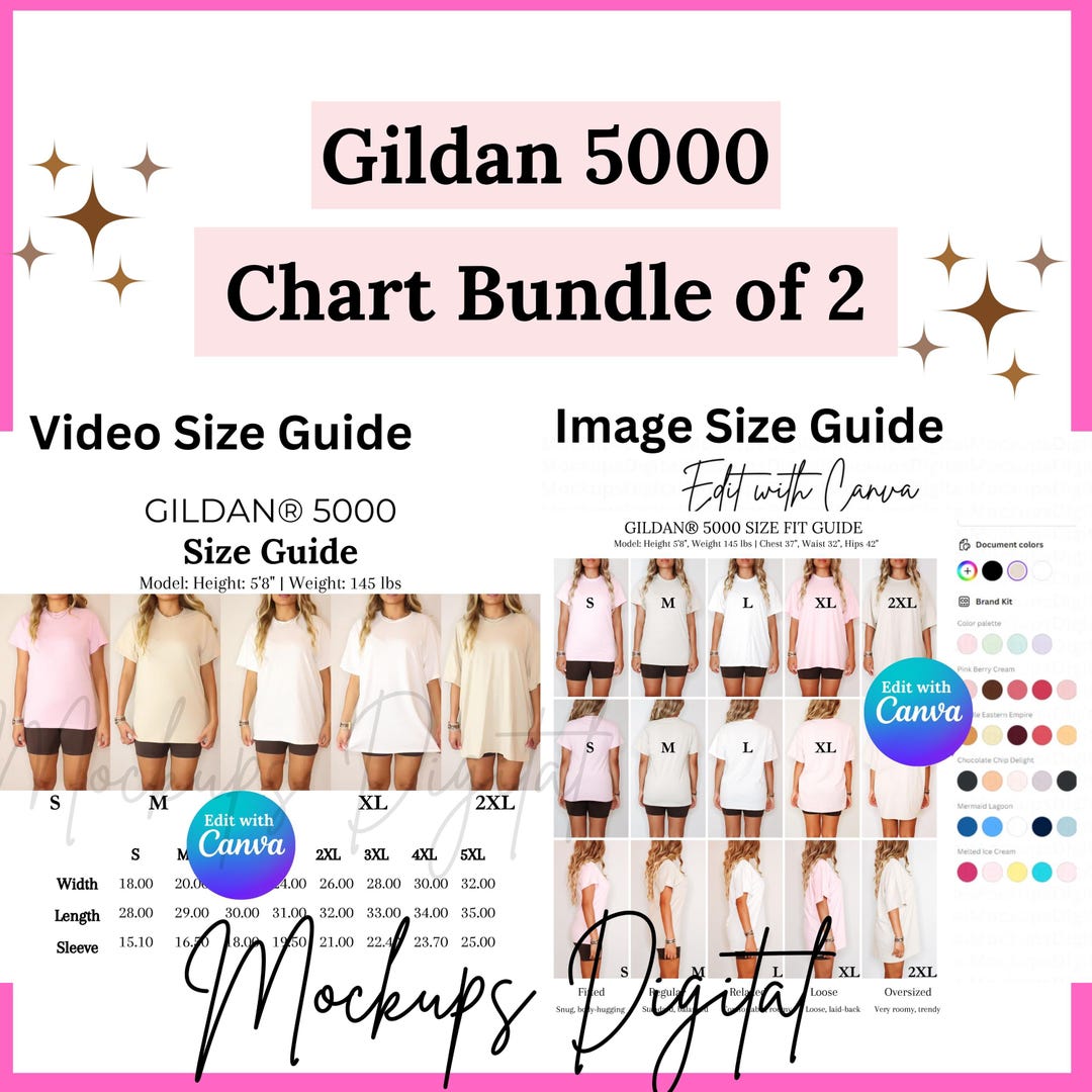 Editable Gildan 5000 Video Size Chart Canva Template Gildan 5000 Video ...