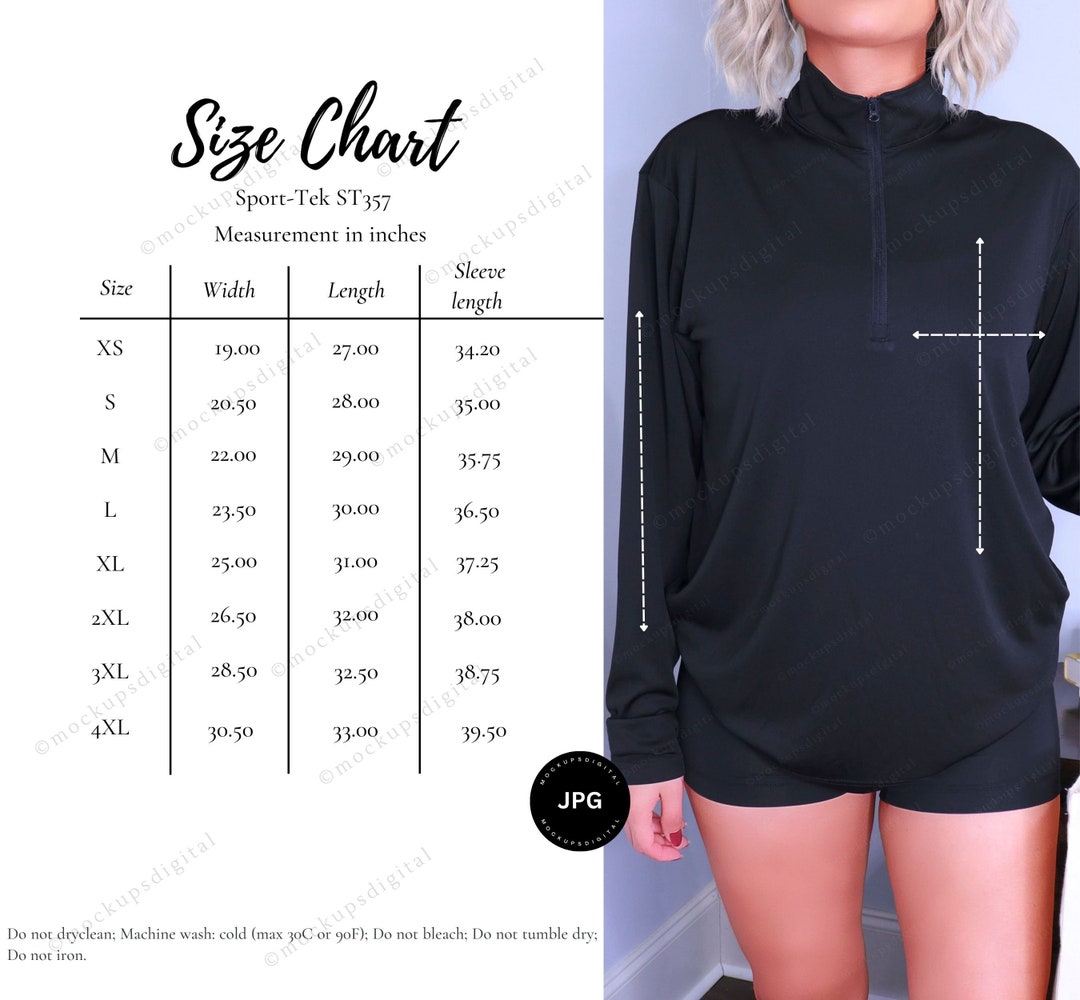 Sport Tek Size Chart Mockup Sport Tek ST357 Mockup Unisex Quarter Zip ...