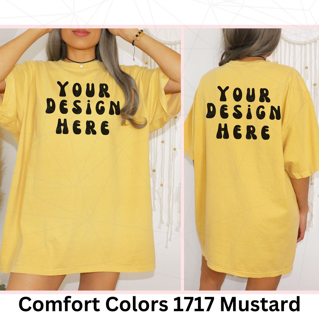 Mustard Comfort Colors Front and Back Mustard Mockup C1717 T-shirt ...