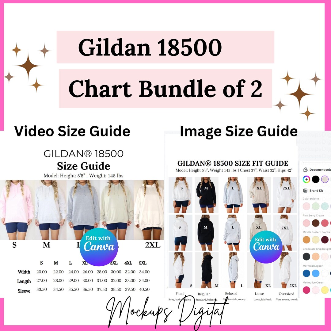 Editable Gildan 18500 Video Size Chart Canva Template 18500 Size Chart ...