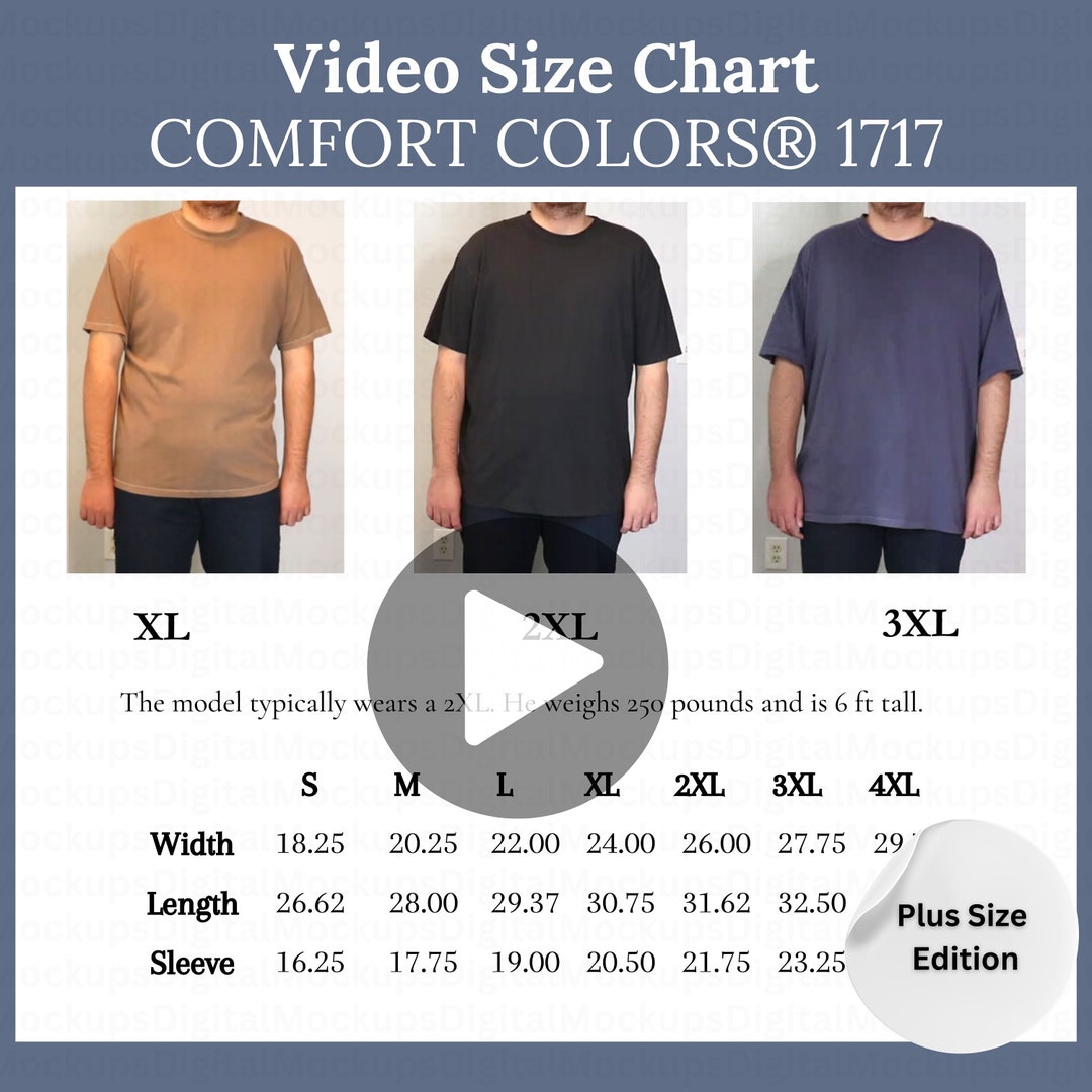 Comfort Colors 1717 Video Size Chart Plus Size Video Size Chart Comfort ...