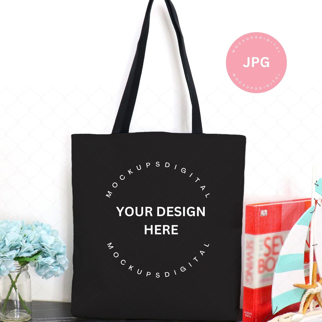 Aop Black Tote Bag Mockup Aop Tote Bag Mockup All Over Print Tote Bag ...