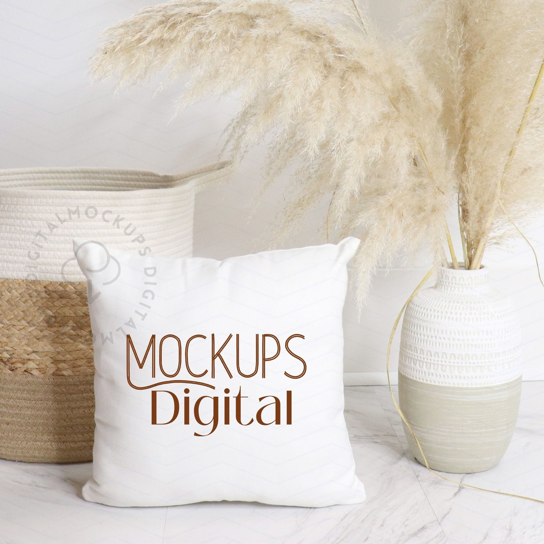 Printify Spun Polyester Square Pillow White Pillow Mockup Throw Pillow ...