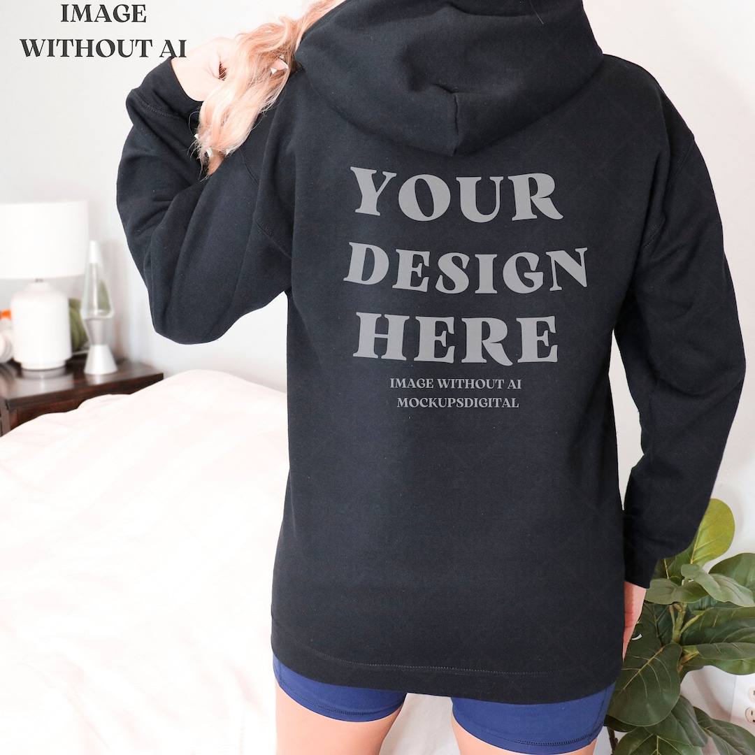 Gildan 18600 Mockup Black Hoodie Mockup Back Mockup Zip up Black Hoodie ...
