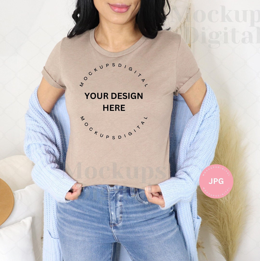 Heather Tan Mockup Heather Tan Bella Canvas Tan Bella Canvas 3001 ...