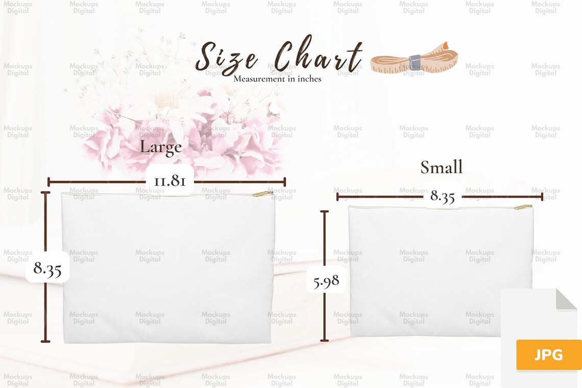 Pouch Bag Size Chart Bag Mockup-size Chart-bag Mockup-fall - Etsy