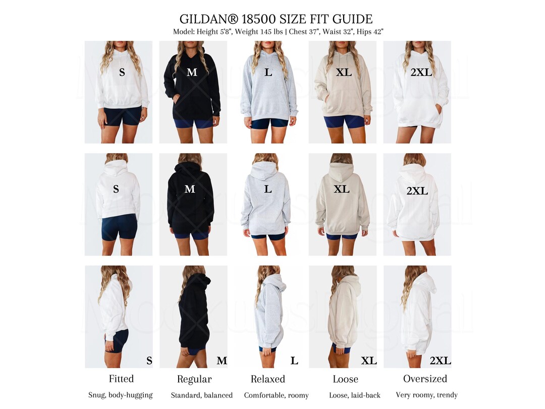 Gildan 18500 Size Chart Gildan 18500 Size Guide Oversized Size Chart ...
