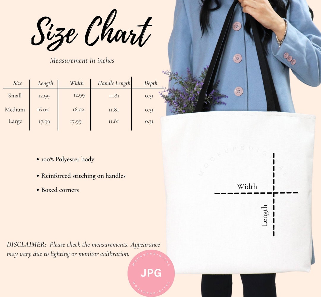 Tote Bag Size Chart-aop Tote Size Chart-sizing Chart for Tote Bags-tote ...