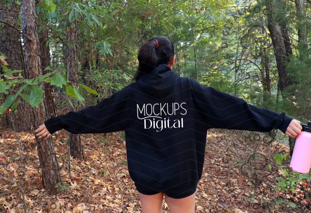 Hoodie Back Mockup Black Hoodie Back Mockup Words on the Back Hoodie ...