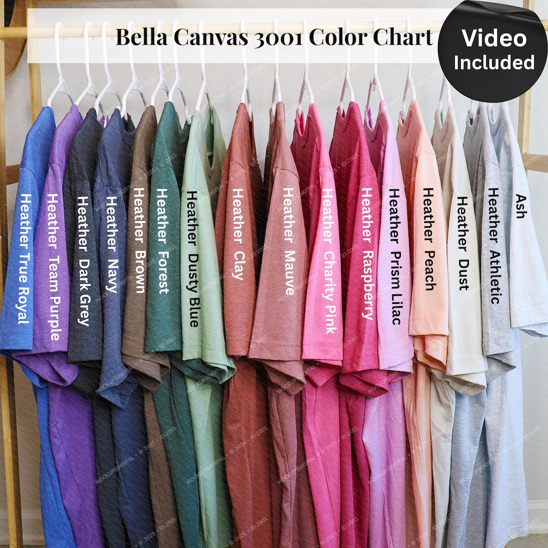 Bella Canvas 3001 Color Chart Video | Heather Colors JPG & MP4 (digital ...