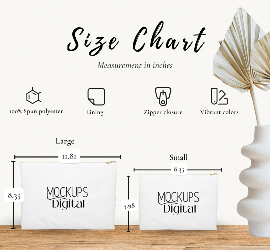 Pouch Bag Size Chart- Bag Mockup-size Chart-bag Mockup-fall Mockup-tote ...
