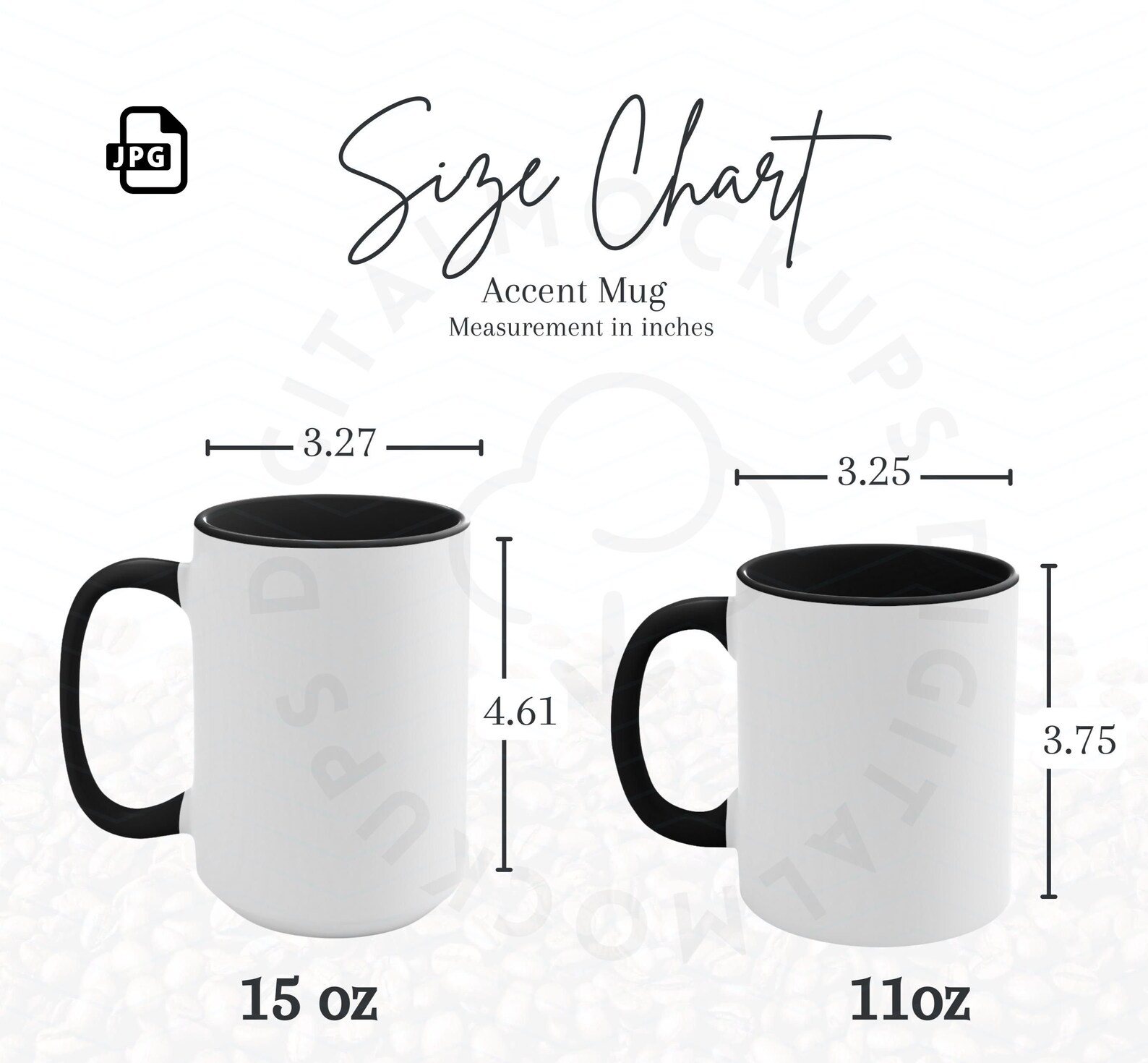 Accent Mug Size Chart-cup Size Chart-mug Mockup-11oz-15oz-mug - Etsy