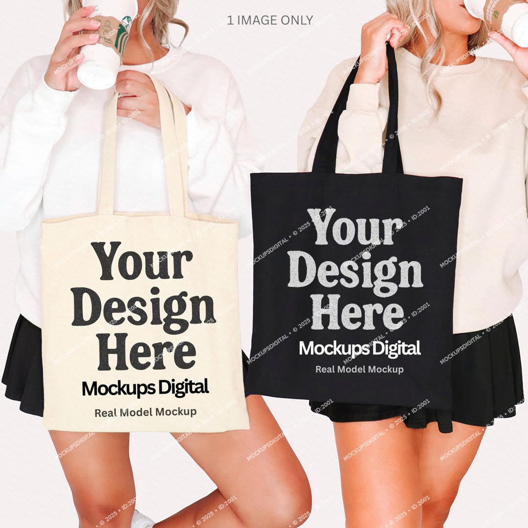 Liberty Tote Bag Mockup: Natural & Black Cotton Canvas (JPG) - Etsy