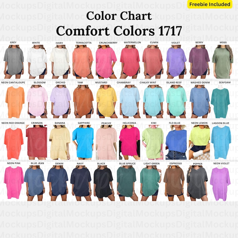 Comfort Colors 1717 Color Chart Comfort Colors Care Instructions 1717 ...