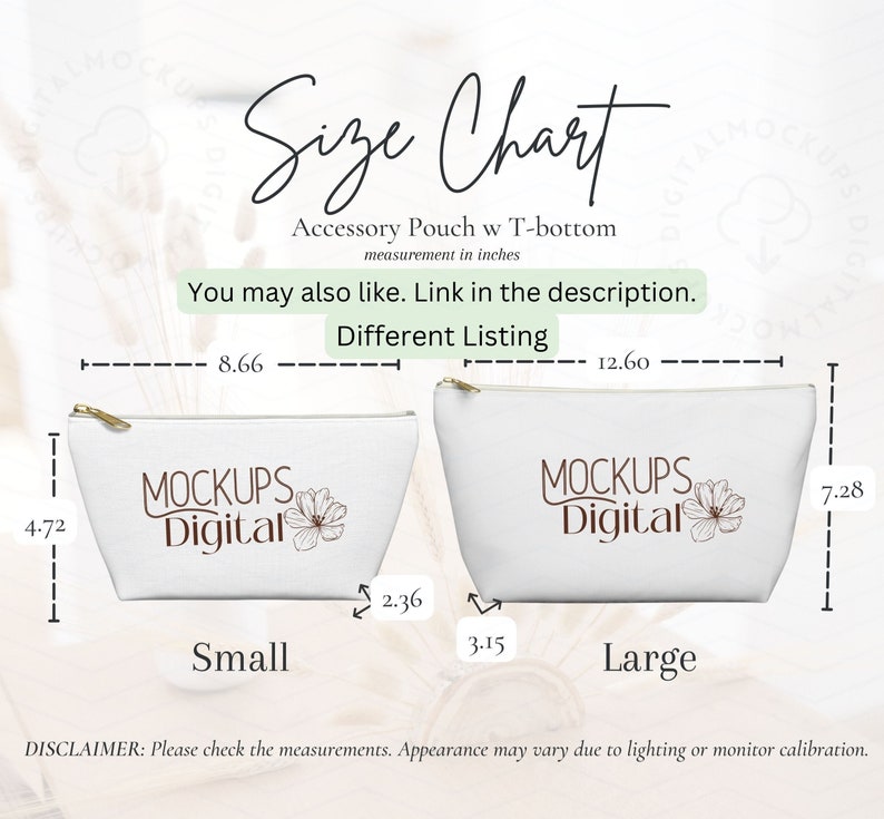 Pouch Bag Size Chart- Bag Mockup-size Chart-bag Mockup-fall Mockup-tote ...