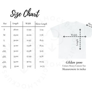 Gildan 5000 Size Chart, G500 Size Chart, Mockup Gildan, T-shirt Sizing ...
