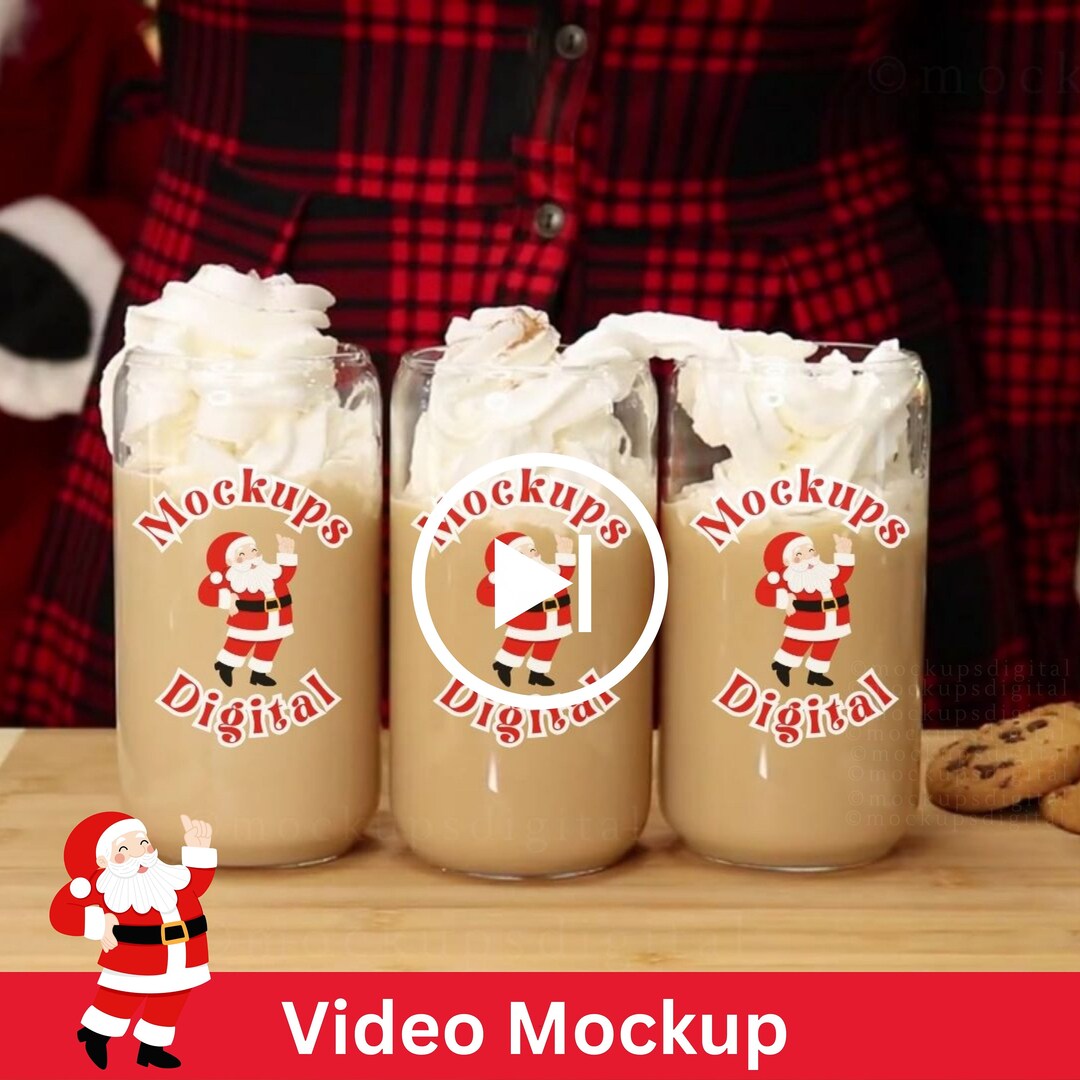 Video Mockup Beer Can Glass Mock up 16 Oz Glass Can Mock up Christmas ...