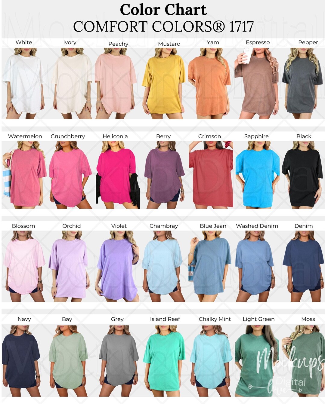 Comfort Colors 1717 Color Chart Comfort Colors Size Chart 1717 Color ...