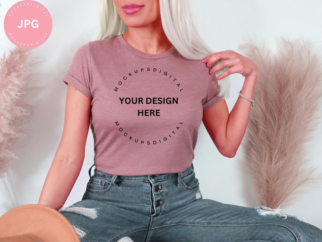 Bella Canvas Mockup 3001 Mauve Mock up Heather Mauve Shirt Mockup ...