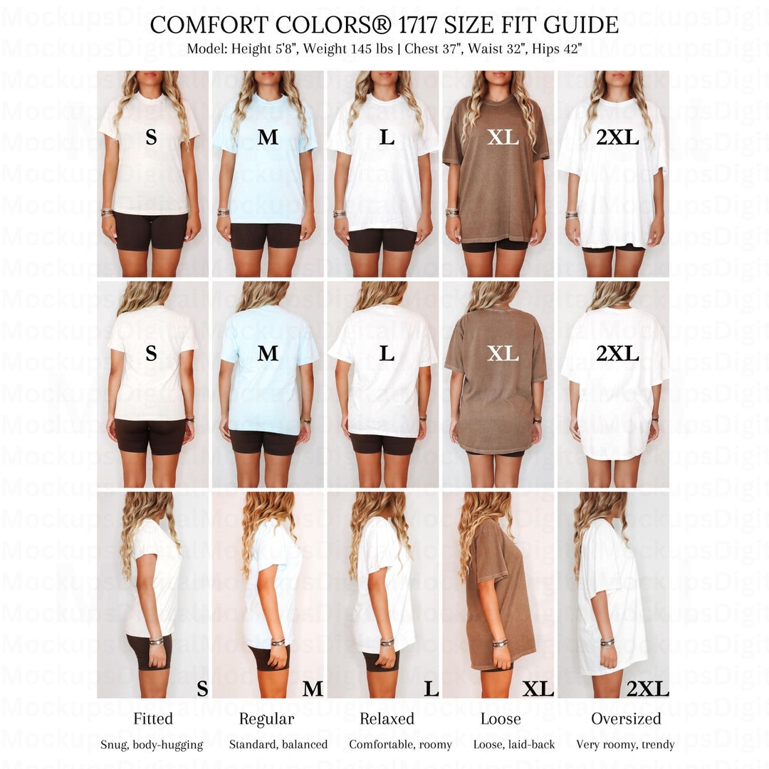 Comfort Colors 1717 Size Chart Comfort Colors 1717 Size Guide Oversized ...