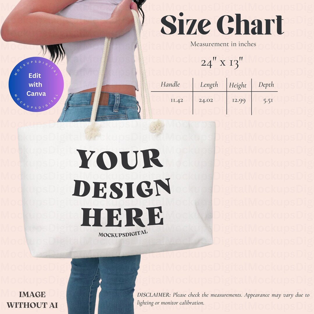 Bag Mockup, Size Chart, Bag Mockup, Retro Mockup, Tote Mockup, Stock ...