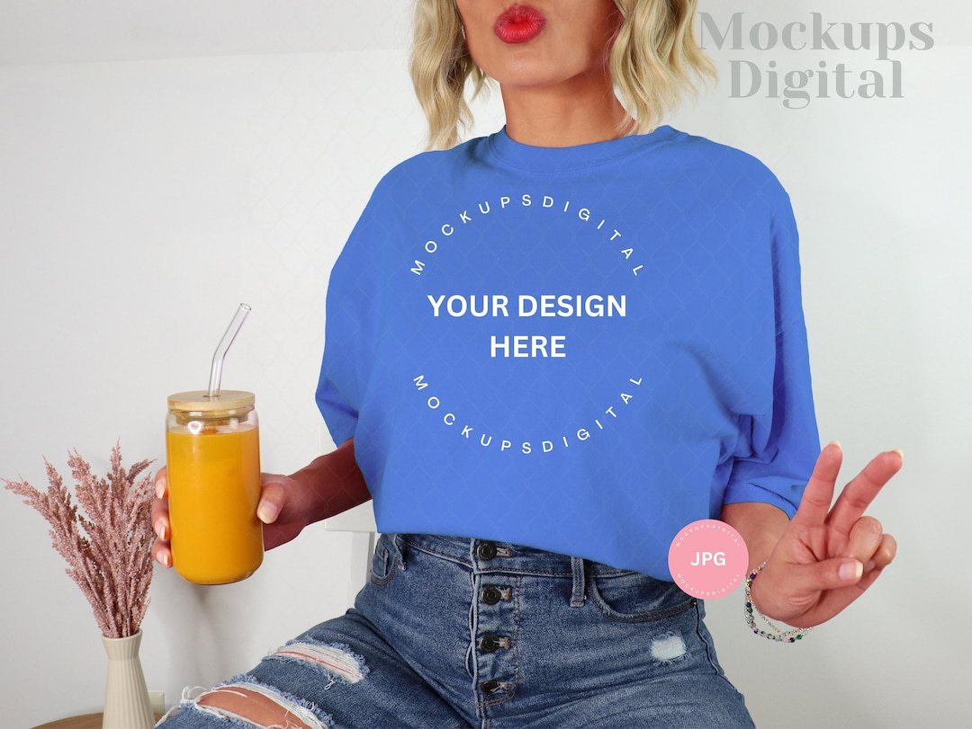 Flo Blue Mockup Flo Blue Comfort Colors Mockup Flo Blue Mock up C1717 ...