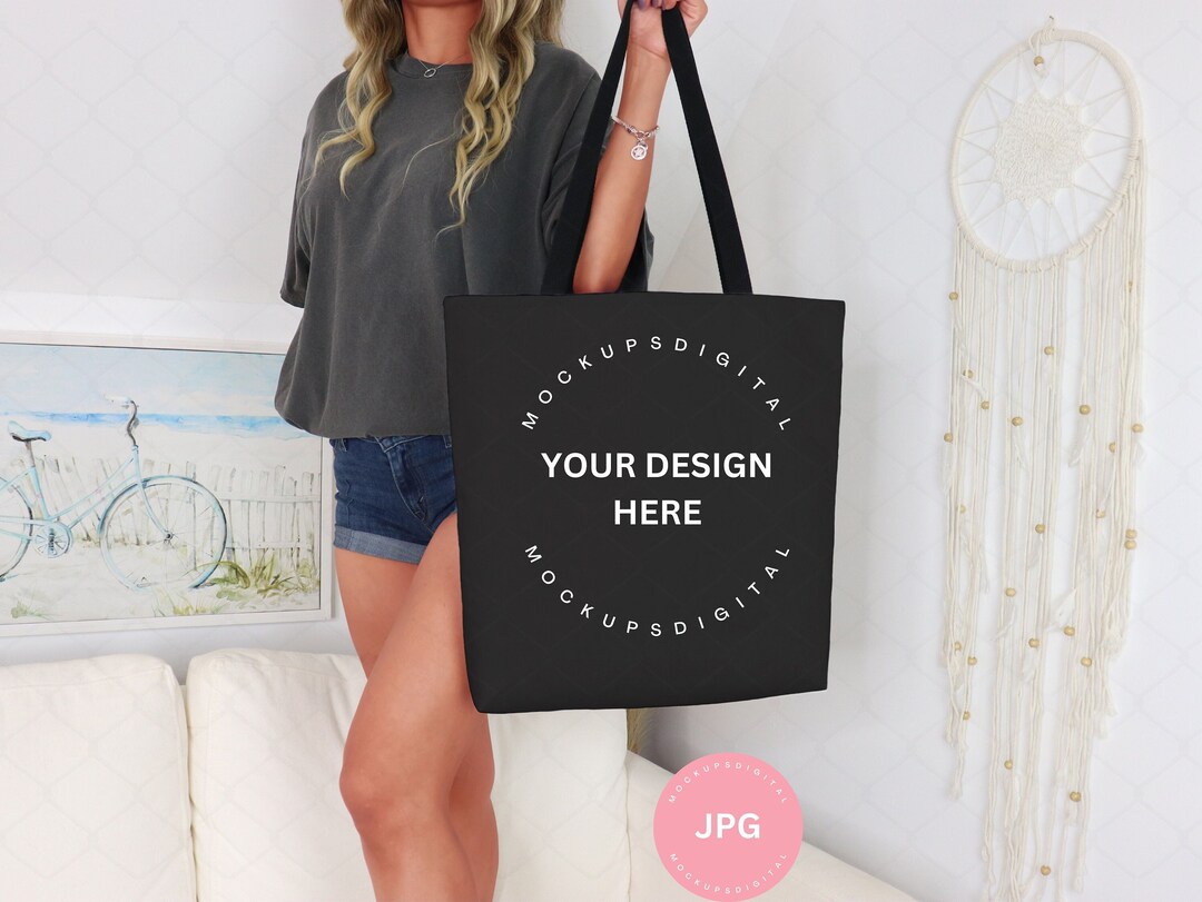 Aop Tote Bag-black Mockup Printify Mockup-aop Tote Bag Mockup-all Over ...