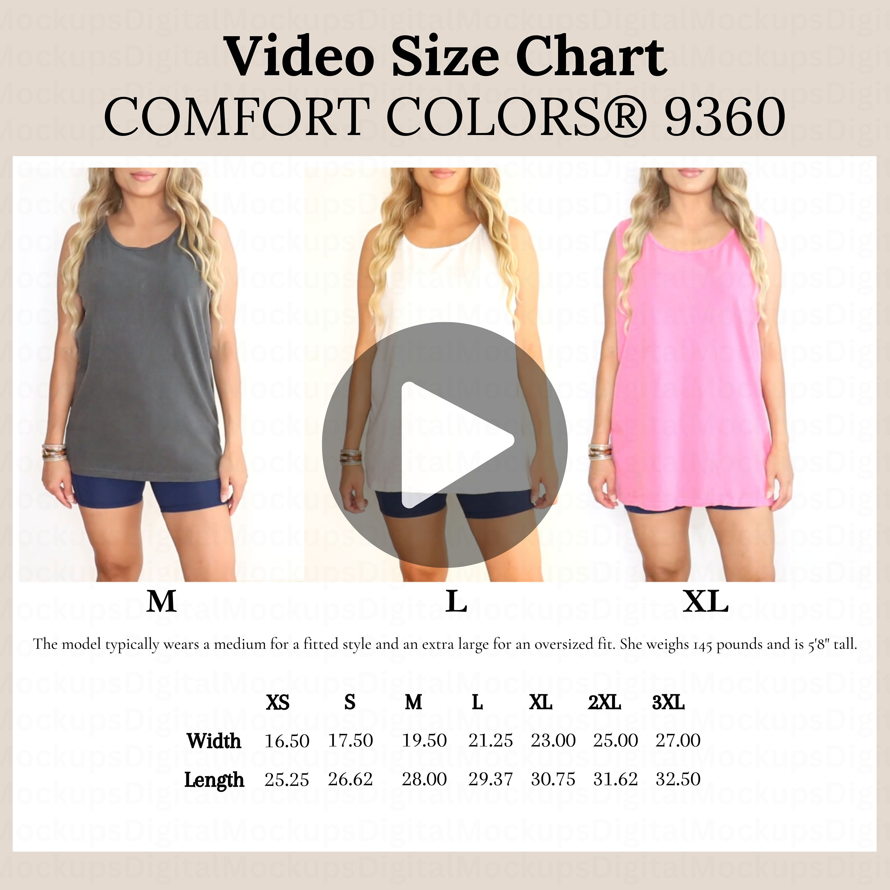 Comfort Colors Video Size Chart Comfort Colors 9360 Video Size Chart ...