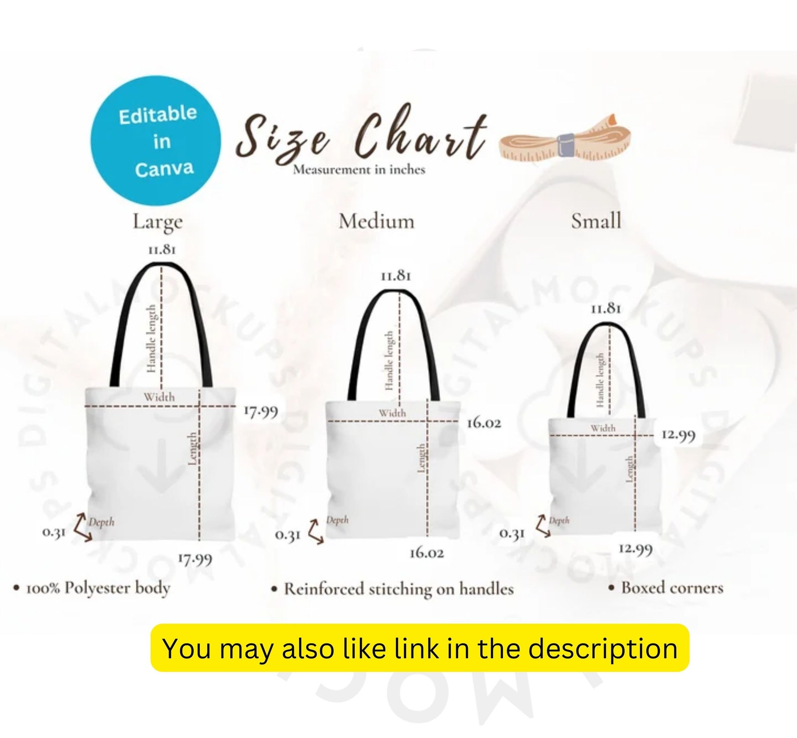 Weekender Bag Mockup-size Chart-bag Mockup-fall Mockup-tote - Etsy