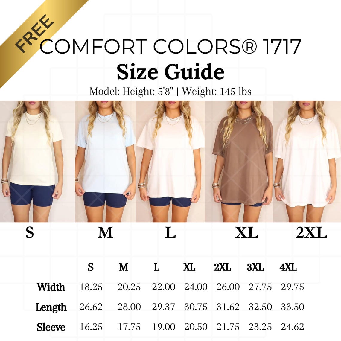 Comfort Colors 1717 Video Size Guide Comfort Colors Video Size Chart ...