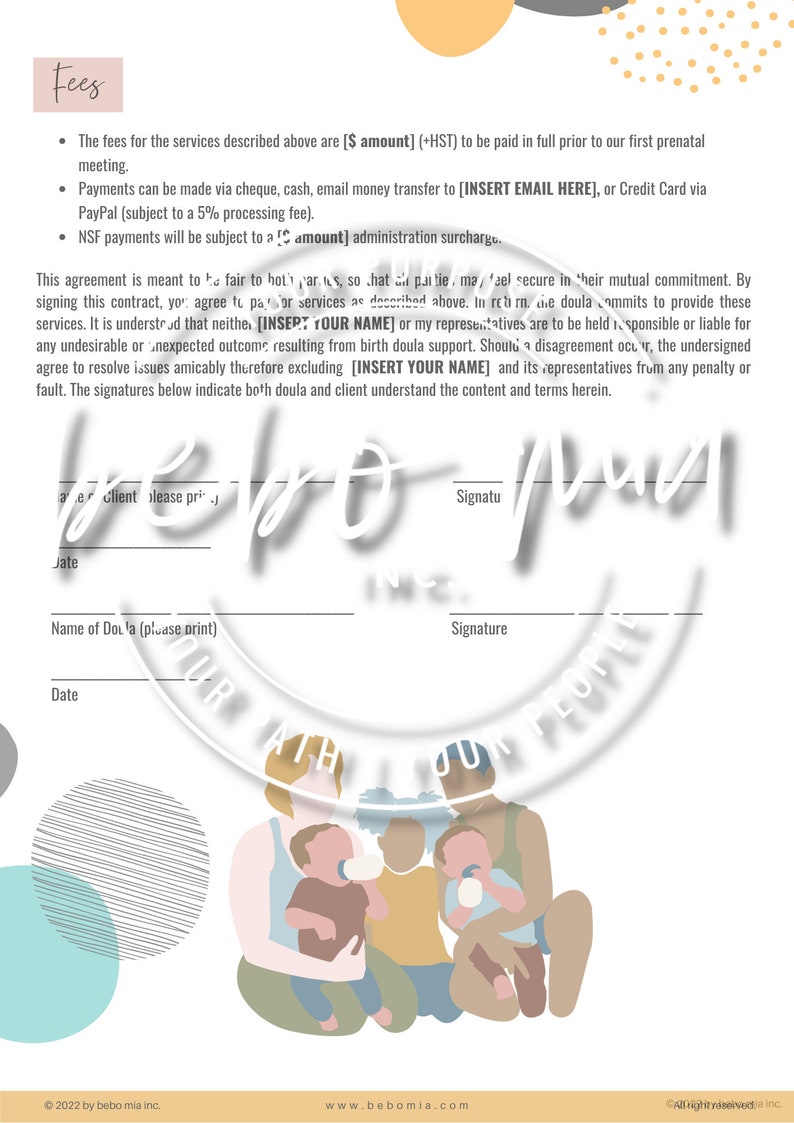 Labour Doula Contract Template - Etsy