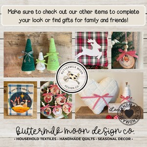 Farm Animal Wooden Ornaments With Red and Black Plaid Ribbon, Rustic Christmas Decorations for ...