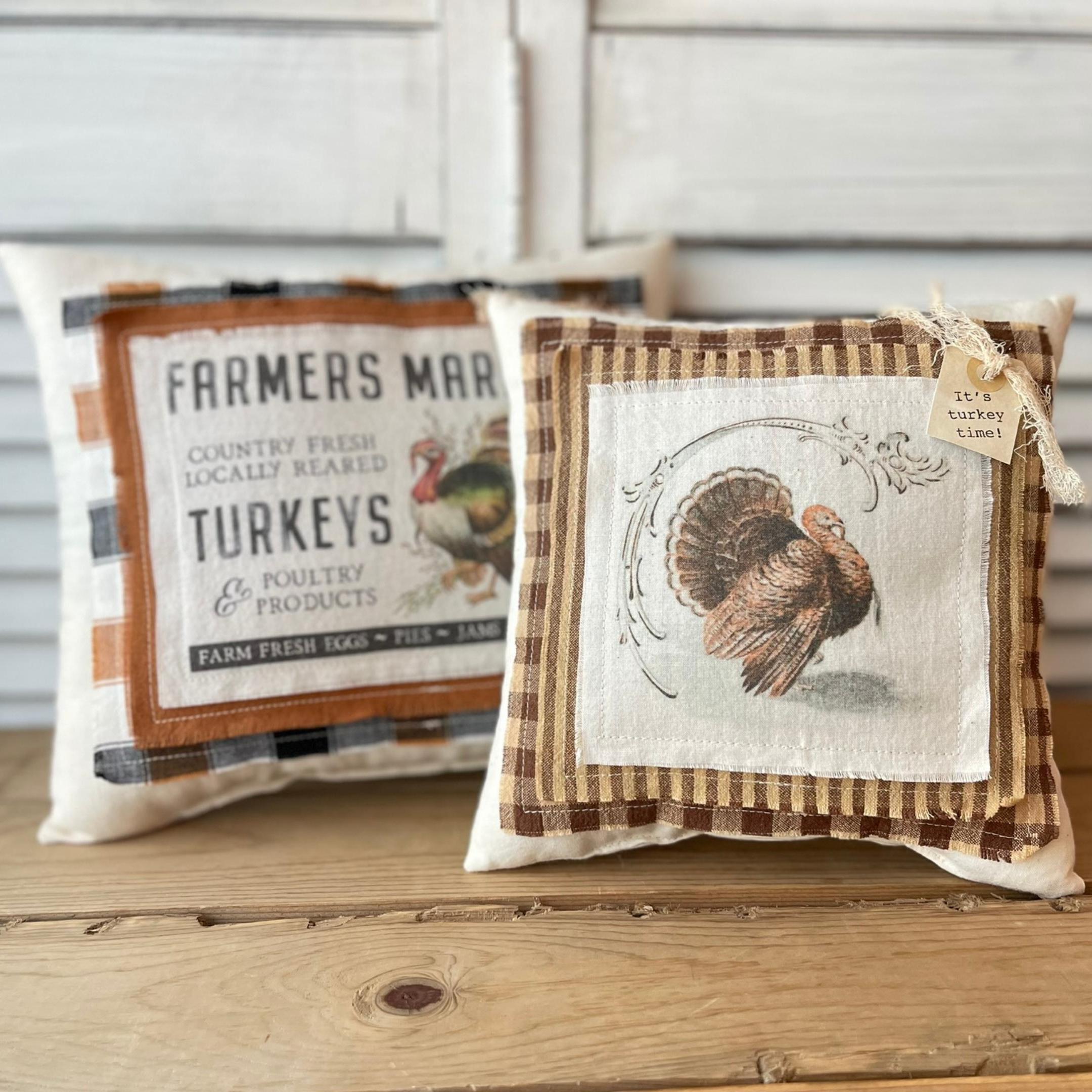 Primitive Style Turkey Pillow, Handmade Rustic Farmhouse Style Decor ...