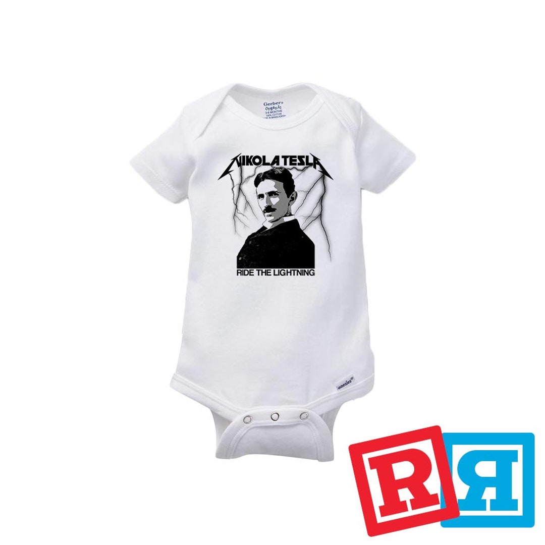 Nikola Tesla Ride the Lightning Gerber Baby Onesie® Cotton Unisex White ...