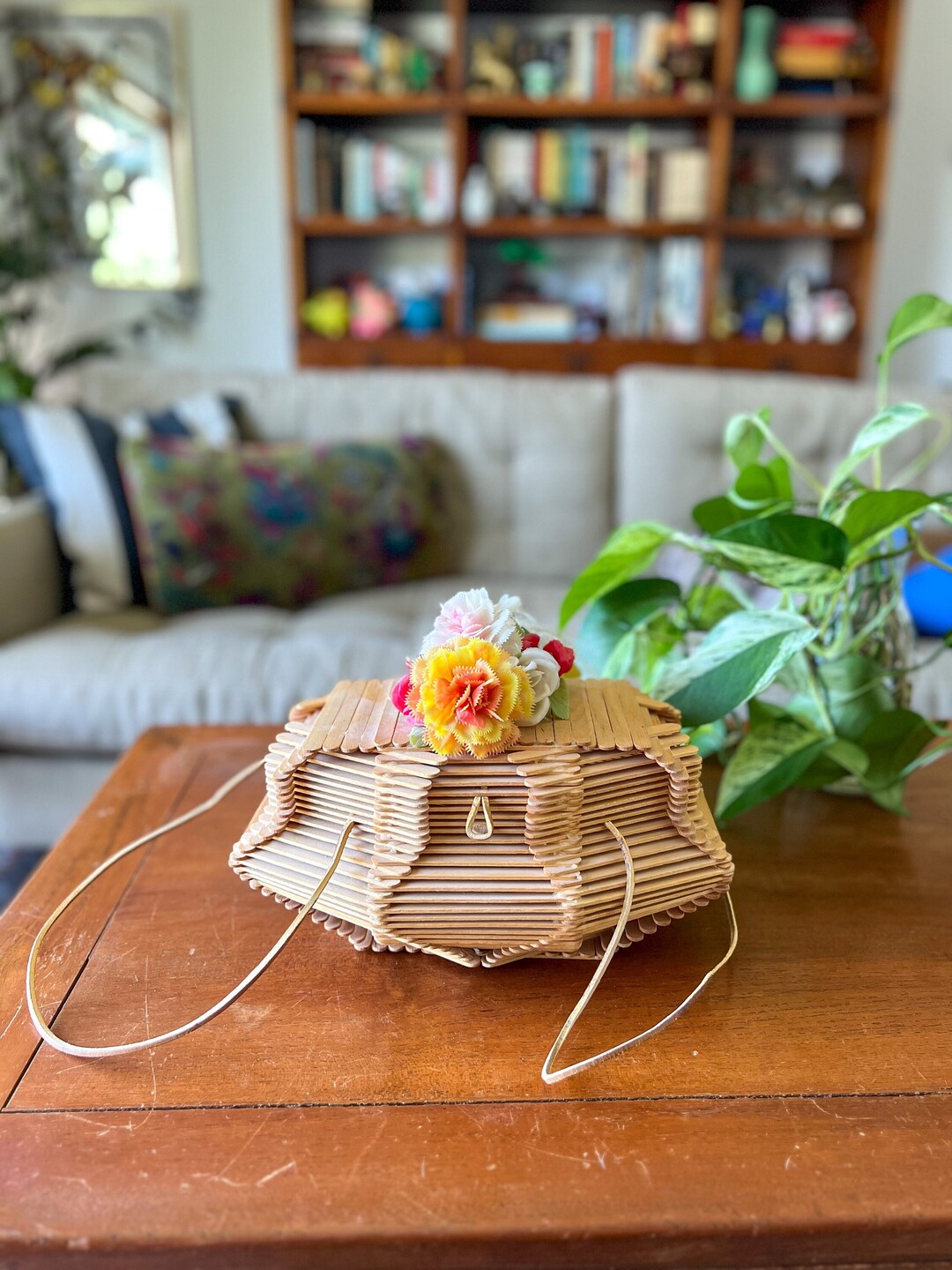 Vintage Popsicle Purse, Handmade Craft Popsicle Stick Handbag, Free ...