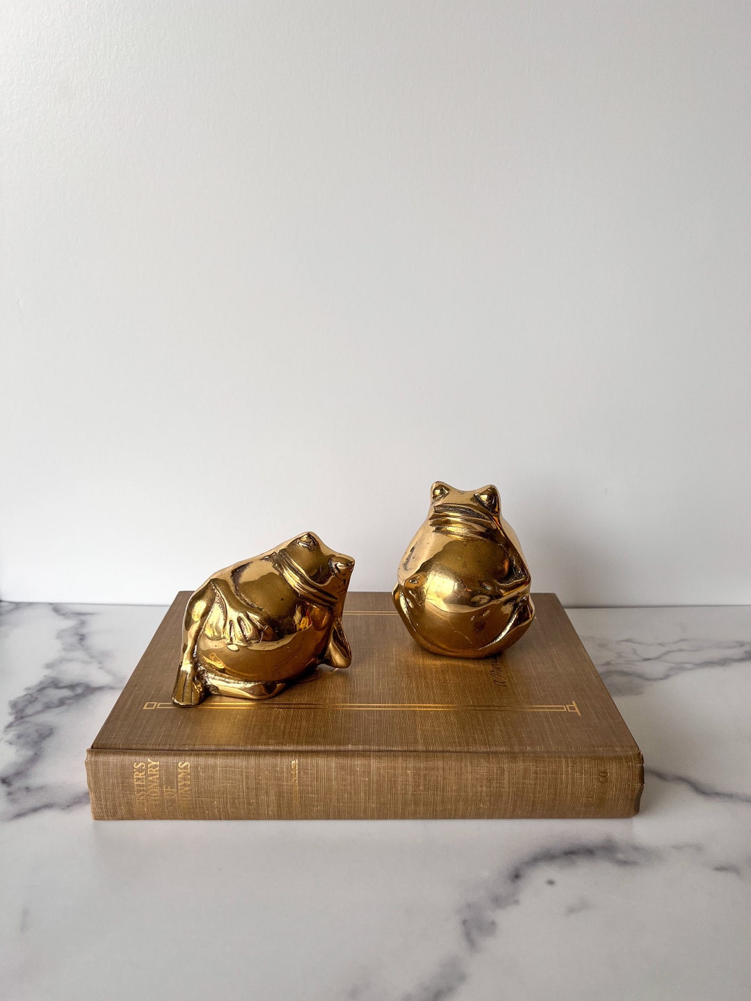 Pair of Solid Brass Pot-bellied Frogs, Fat Chunky Froggies, Free ...