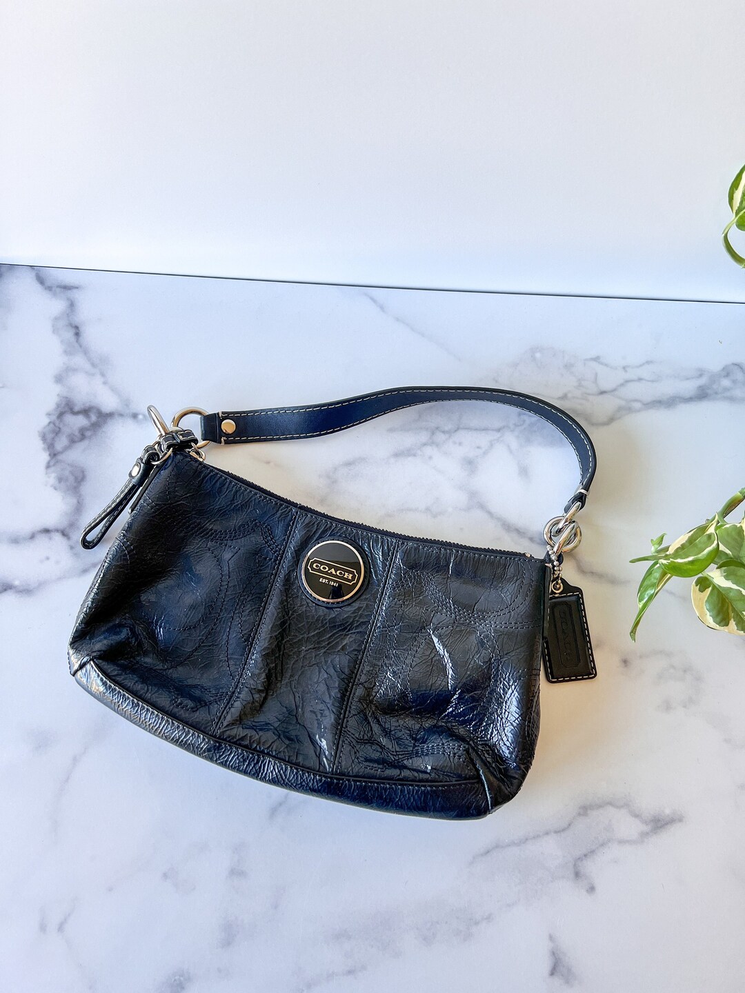 Black Patent Leather Y2K Coach Shoulder Bag, Free Shipping - Etsy