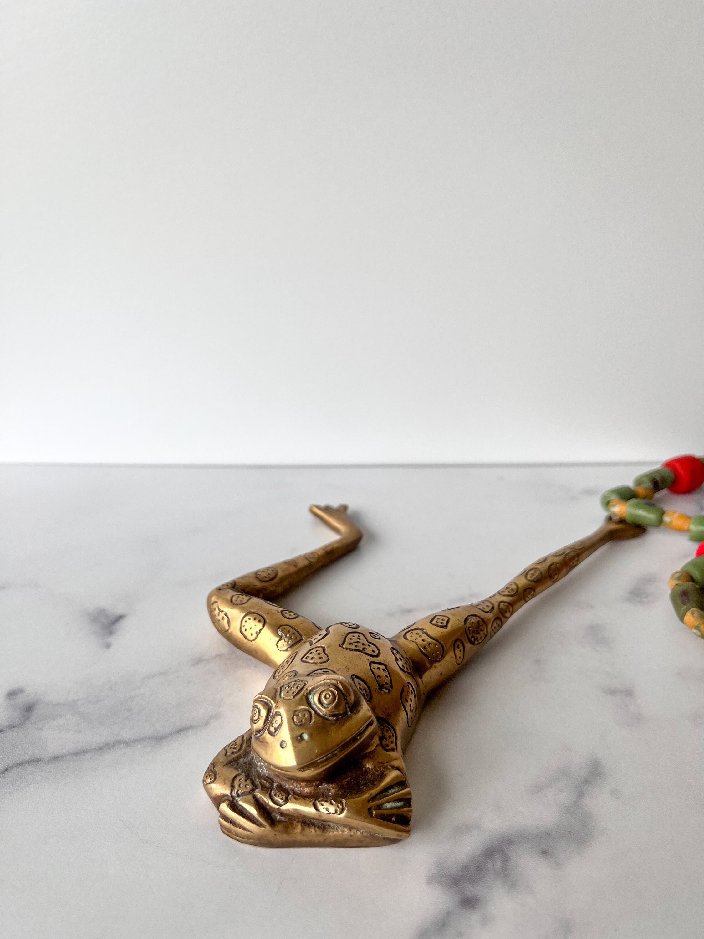 Brass Frog With Long Legs Relaxed Yoga Froggie With Spots - Etsy