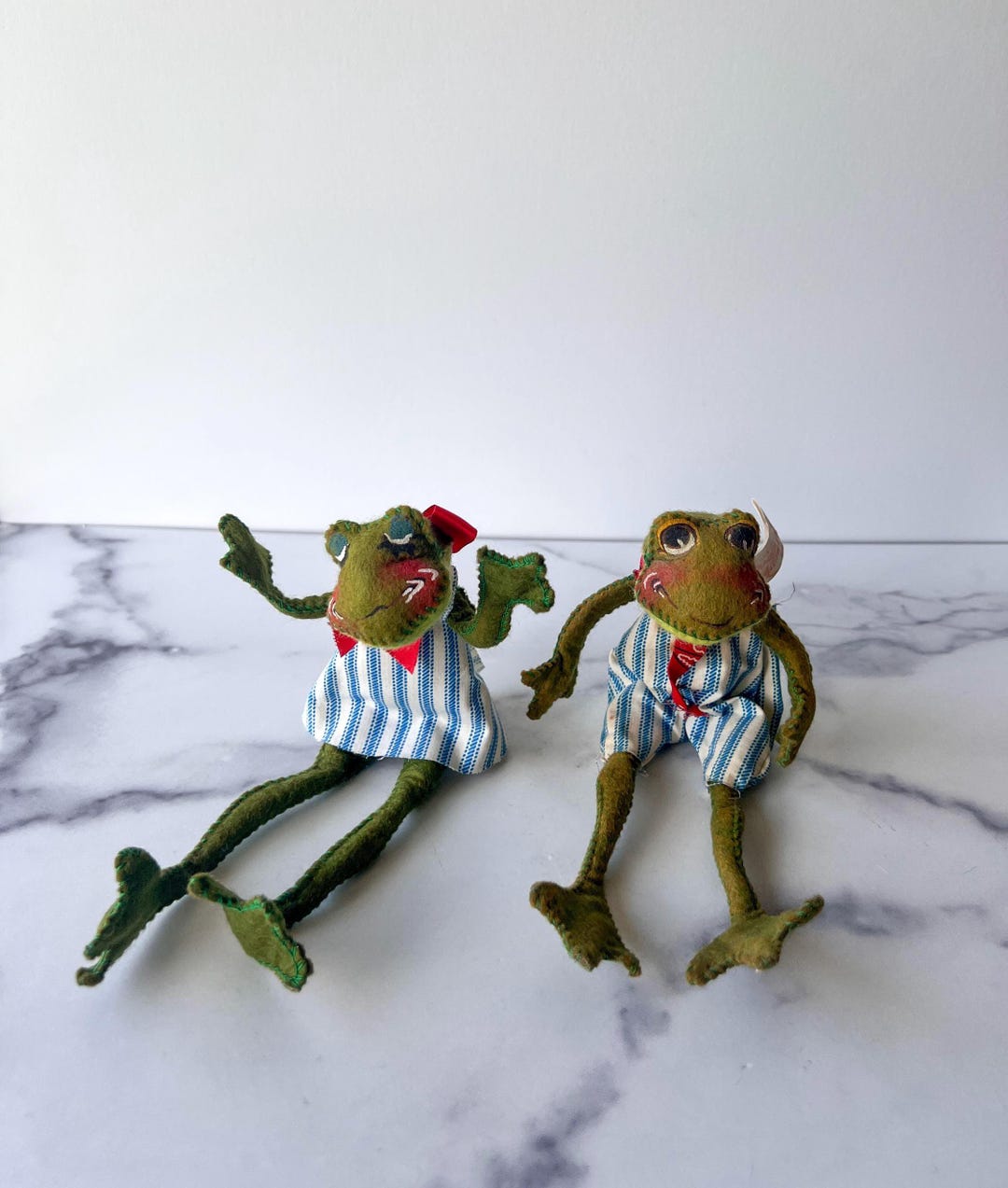 Rare Pair of Annalee Mobilitee Dolls 1969, Frog Boy and Girl Poseable ...