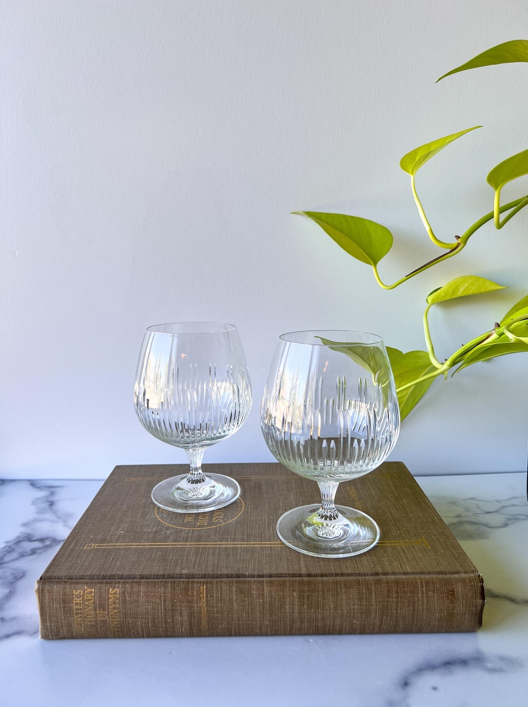 Pair of Crystal Snifters, Gucci Style Ribbed Barware, Free Shipping - Etsy