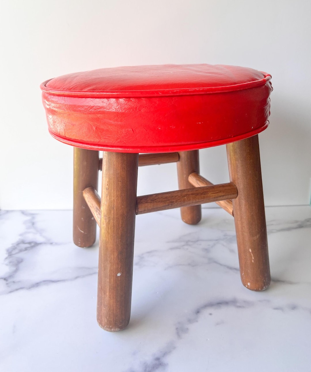 Vintage Red Vinyl Footstool, Kid's Playroom Decor - Etsy