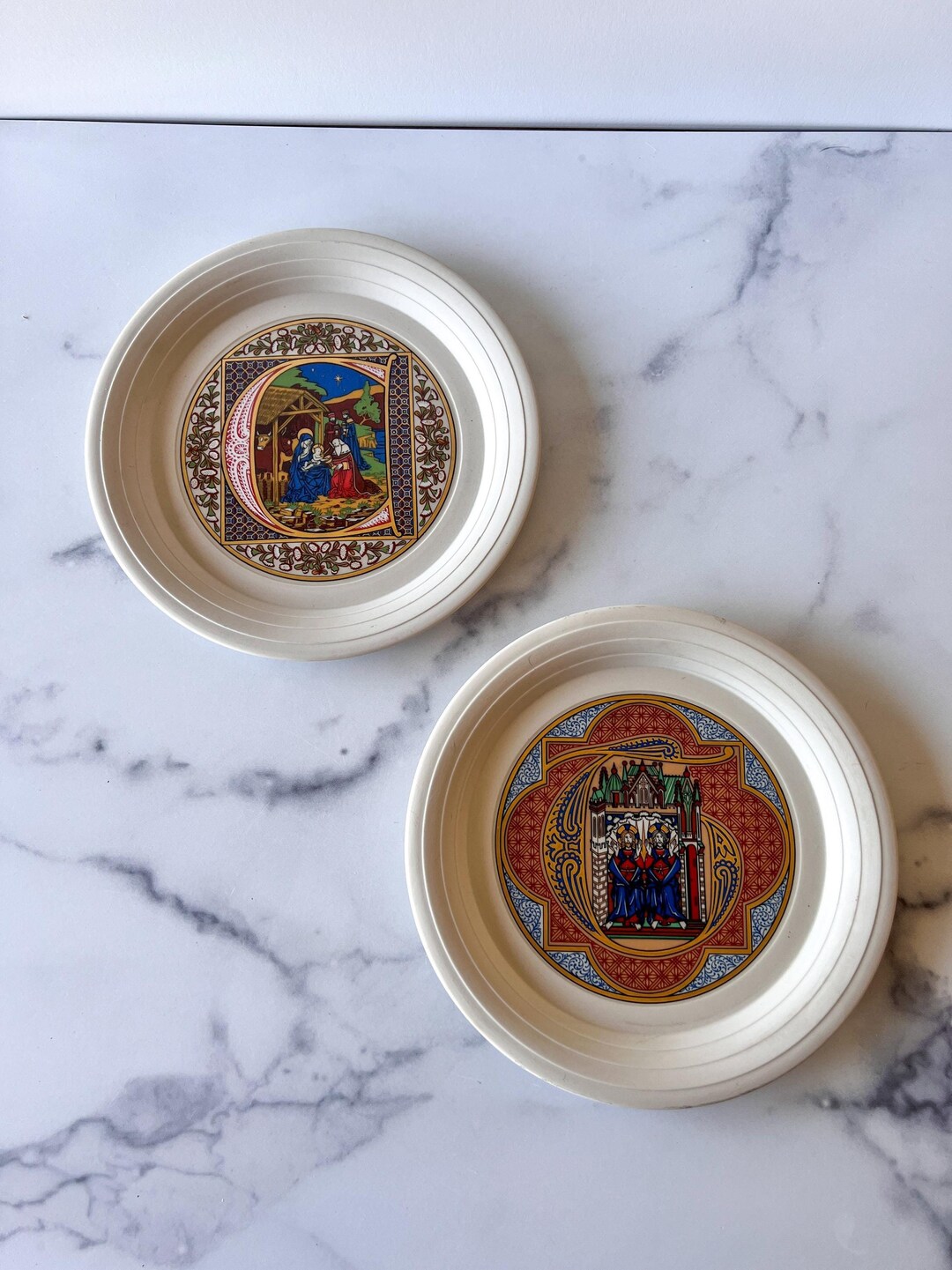 Pair of Hornsea Christmas Nativity Hanging Plates, C and T Limited ...