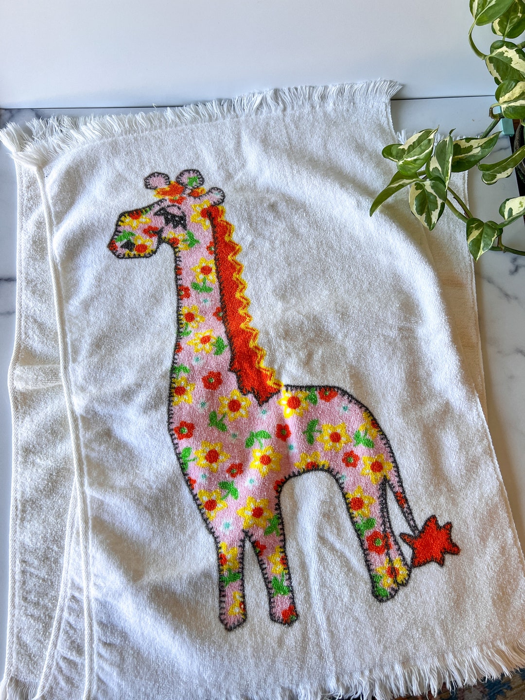 Set of Three Vintage Fieldcrest Hand Towels With Colorful Giraffes ...