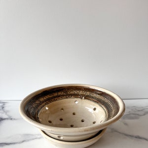 Pottery Berry Colander With Plate Trivet, Free Shipping - Etsy